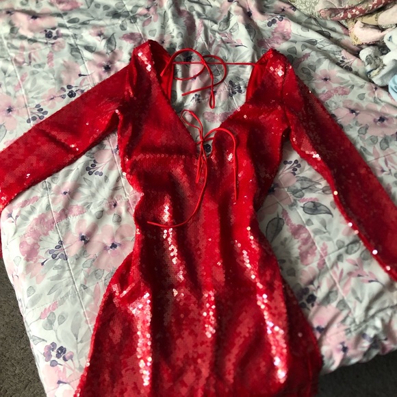 Bardot | Dresses | Bardot Red Sequin Mini Dress | Poshmark